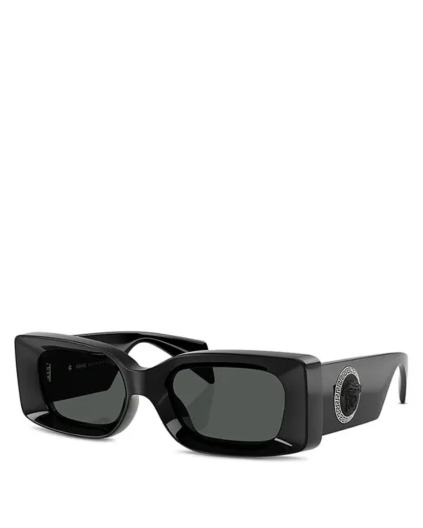 Versace Rectangular Sunglasses, 52mm - Black/gray Solid