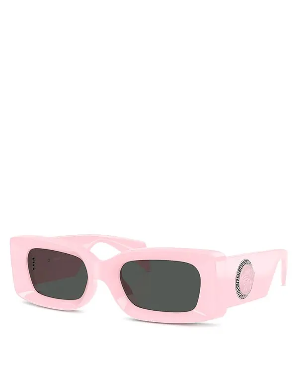 Versace Rectangular Sunglasses, 52mm - Pink/gray Solid