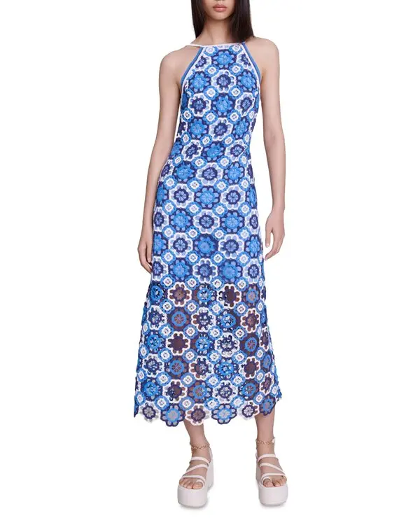 chinese dress ladies Dgrad Crochet-knit Cotton Midi Dress