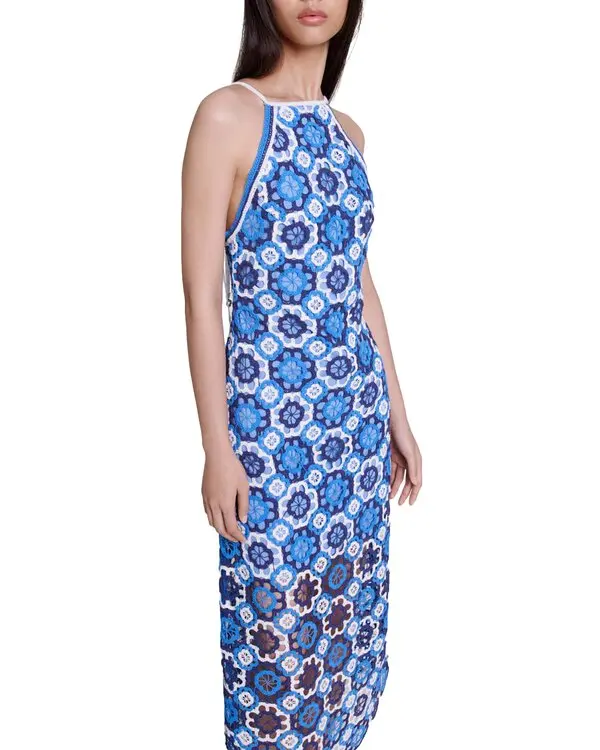 Maje Crochet Maxi Dress In Blue - 30% Off | Editorialist
