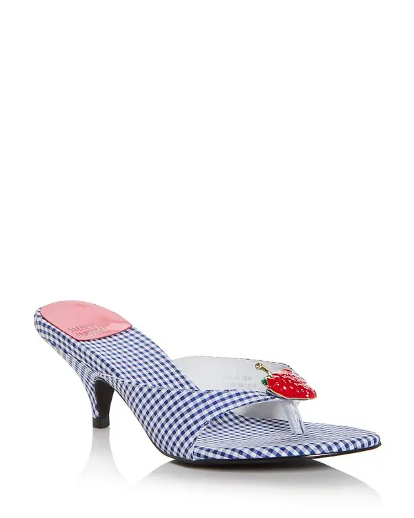 Jeffrey Campbell Shortcake Gingham Kitten Heel Thong Sandals