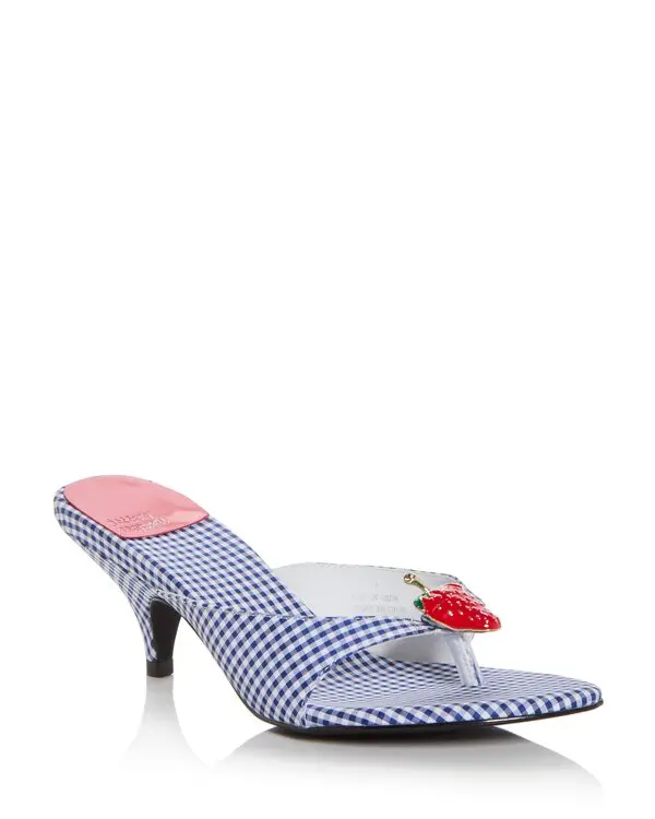 Jeffrey Campbell Shortcake Gingham Kitten Heel Thong Sandals