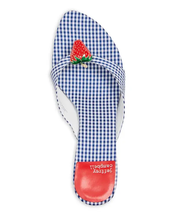 Jeffrey Campbell Shortcake Gingham Kitten Heel Thong Sandals