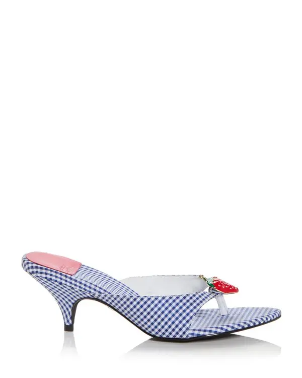 Jeffrey Campbell Shortcake Gingham Kitten Heel Thong Sandals