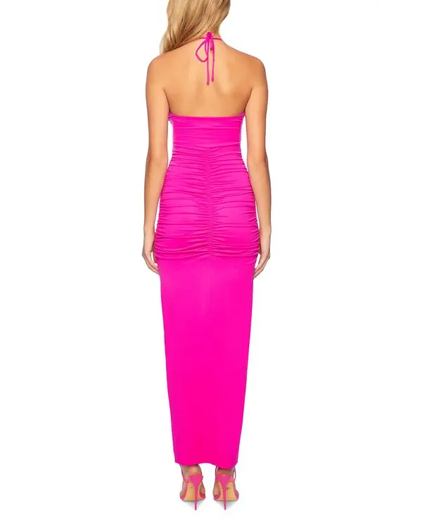 Susana Monaco Gathered Front Halter Dress In Magenta - 30% Off |  Editorialist