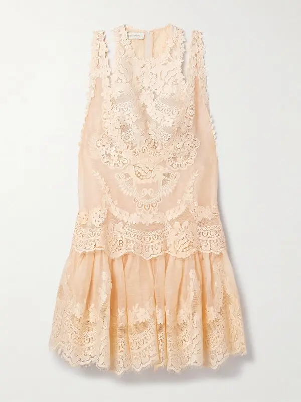 Zimmermann Natura Guipure Lace-Trimmed Mini Dress In Orange - 40% Off |  Editorialist