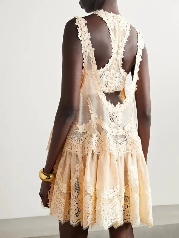 Zimmermann Natura Guipure Lace-Trimmed Mini Dress In Orange - 40% Off |  Editorialist