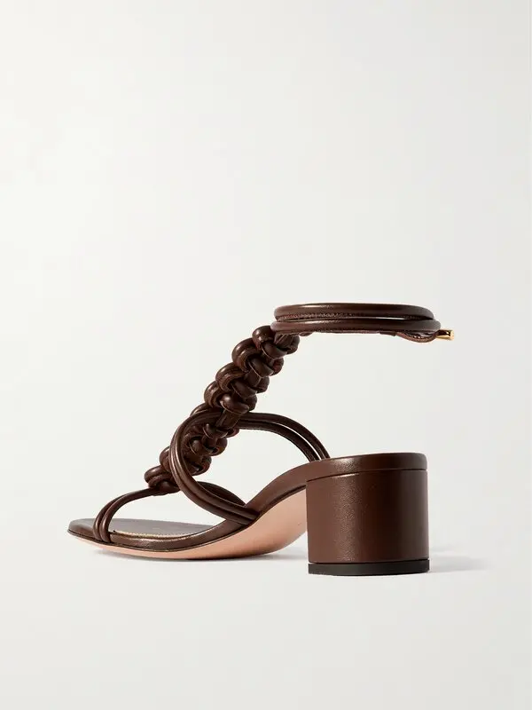 GIANVITO ROSSI Capua 45 Woven Leather Sandals - Brown