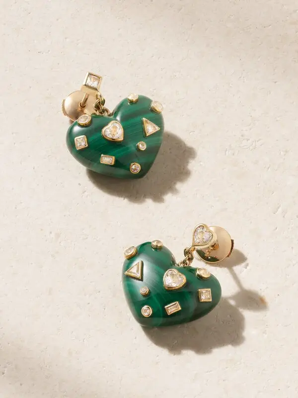 Yvonne Léon 9-karat Malachite And Topaz Drop Earrings - Gold