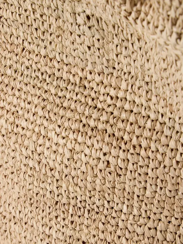 LOEFFLER RANDALL Cyris Ruffled Crocheted Raffia Tote - Neutrals