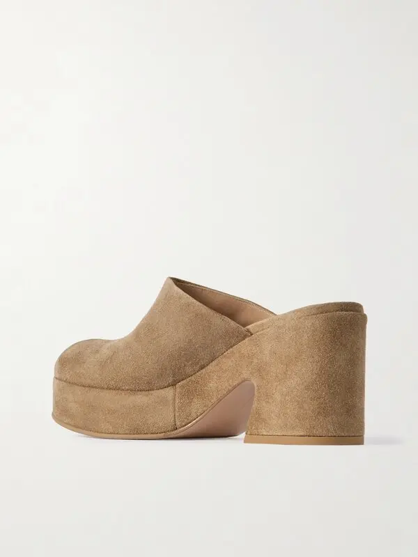 GIANVITO ROSSI Lyss 55 Suede Mules - Brown