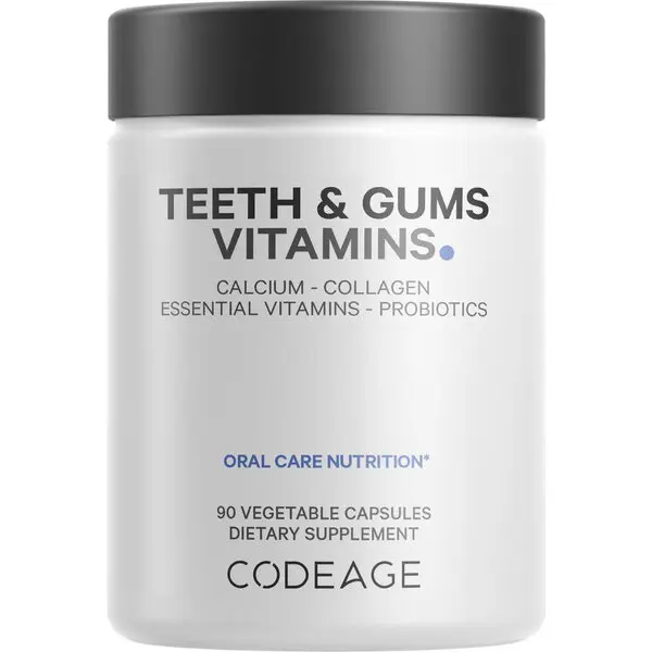 CODEAGE Teeth & Gums Vitamins + Collagen & Probiotics Supplement - White
