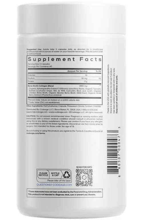 CODEAGE Bone Broth Collagen Peptides Supplement