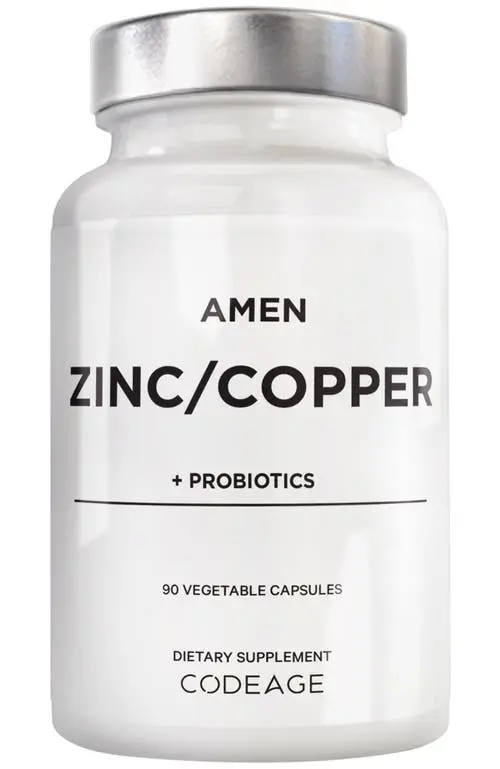 CODEAGE Amen Zinc & Copper Supplement + Probiotics - White