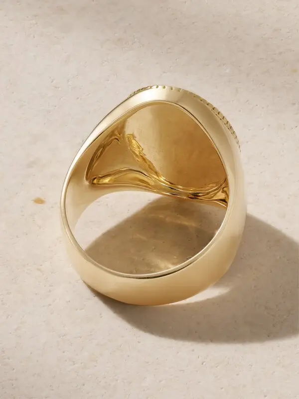 FOUNDRAE Internal Compass 18-karat And Enamel Signet Ring