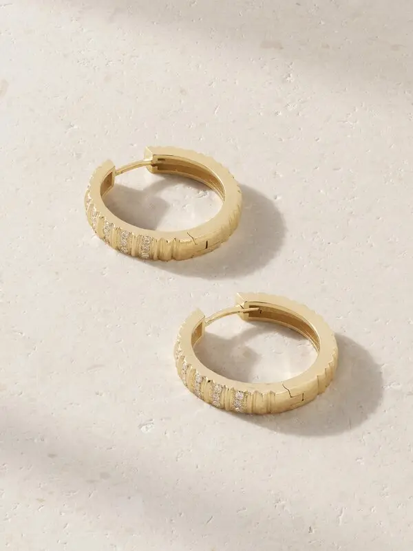 MARLO LAZ Juli 14-karat Diamond Hoop Earrings - Gold