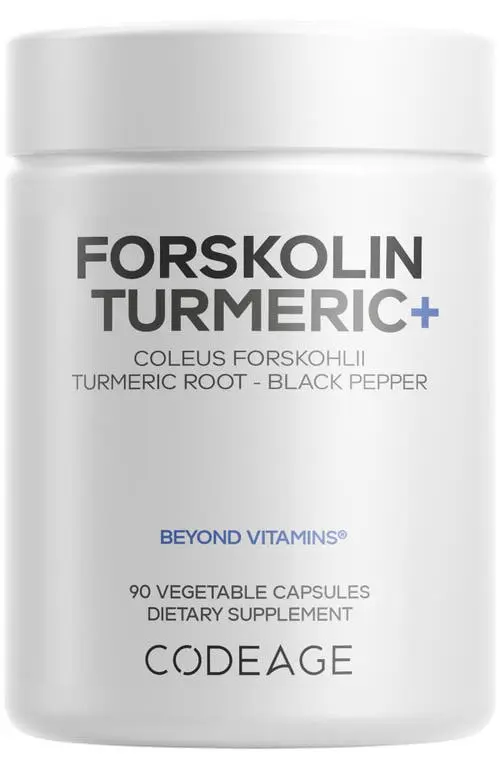CODEAGE Forskolin Turmeric Supplement + Turmeric & Black Pepper - White