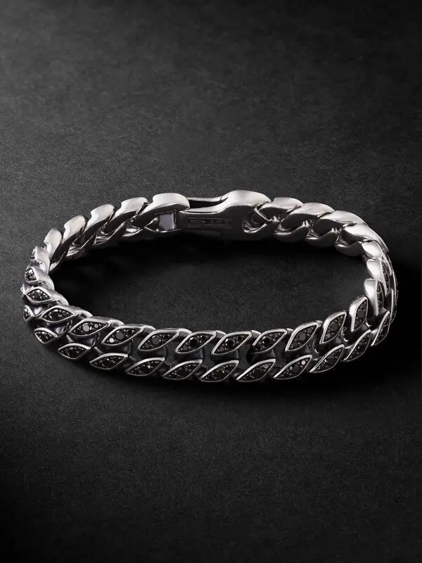 David Yurman Sterling Diamond Chain Bracelet - Silver