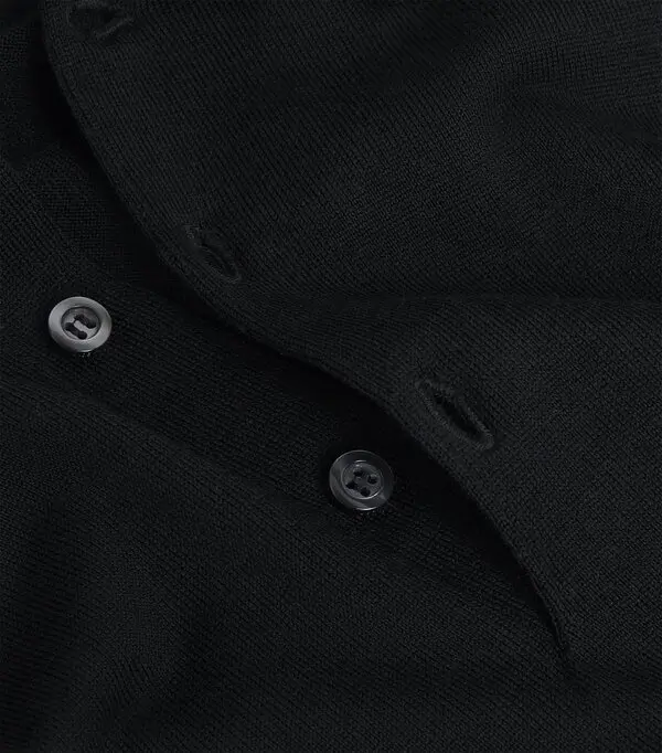 John Smedley Merino Wool Long-sleeve Polo Shirt - Black