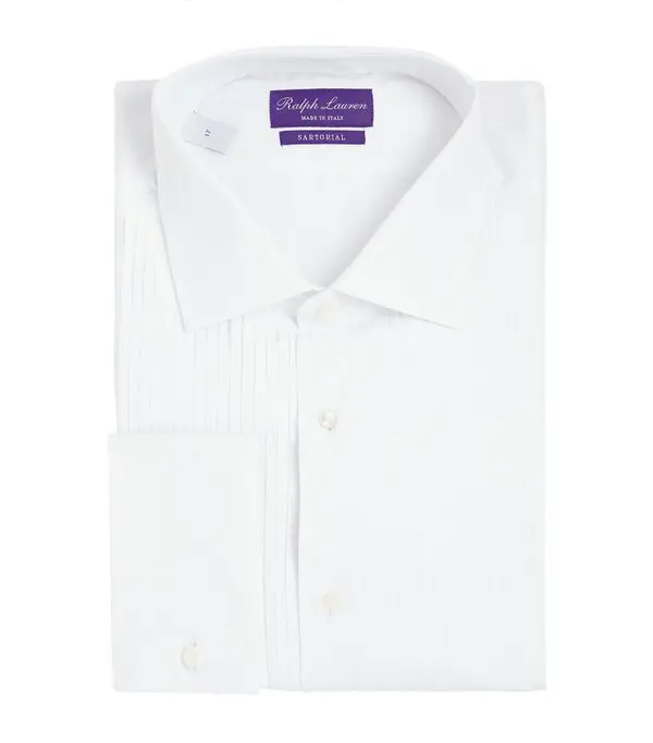 Ralph Lauren Purple Label Pleated Tuxedo Shirt - White