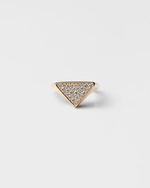 Prada Eternal Gold Diamond Signet Ring - Gold/white