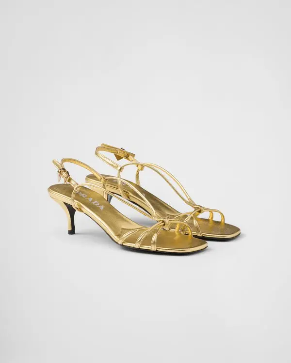 Prada Mordoré Nappa Leather Heeled Sandals
