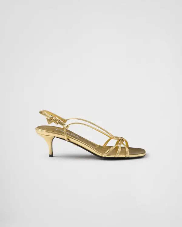 Prada Mordoré Nappa Leather Heeled Sandals