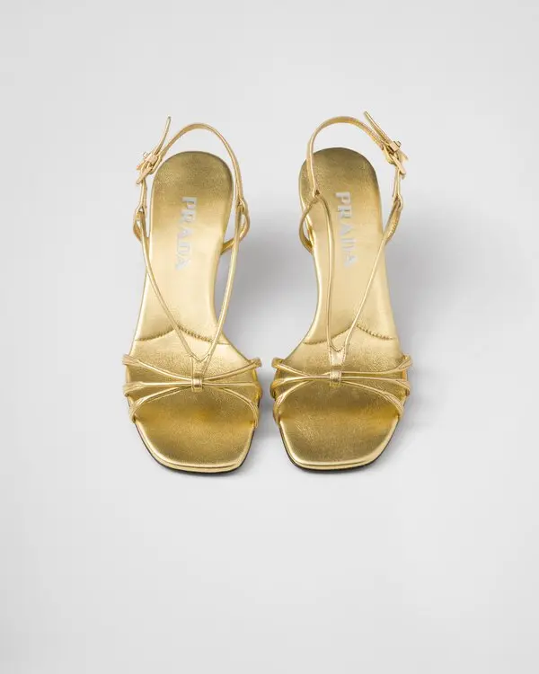 Prada Mordoré Nappa Leather Heeled Sandals