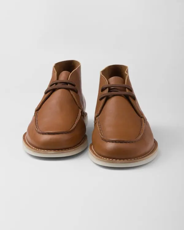 Prada Nappa Leather Chukka Boots - Caramel | Editorialist display picture 1