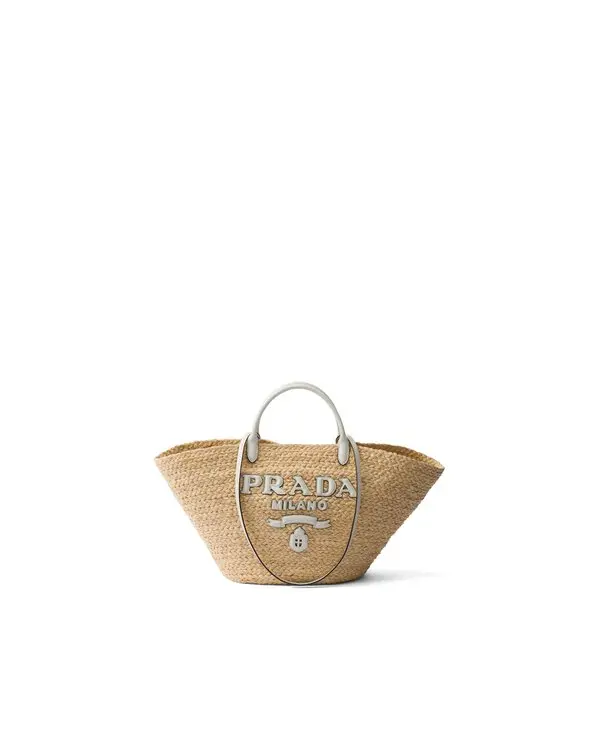 Prada Raffia And Leather Shopper - Neutral