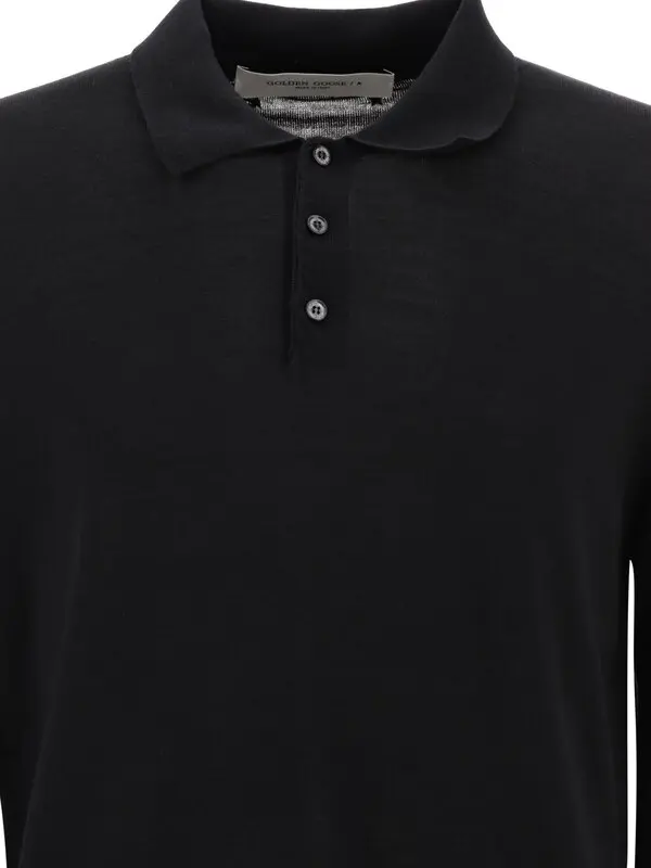 GOLDEN GOOSE Gregory' Wool Polo Shirt - Black