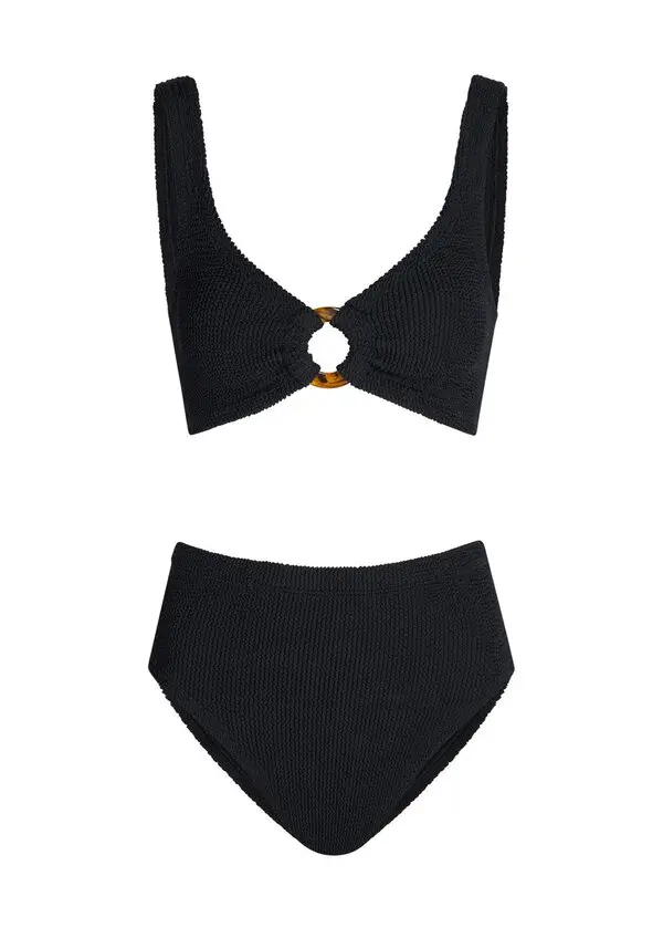 Hunza G Nadine Cut-out Seersucker Bikini - Black