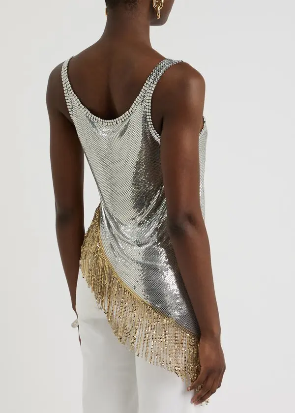 Rabanne Asymmetric Fringed Chainmail Top