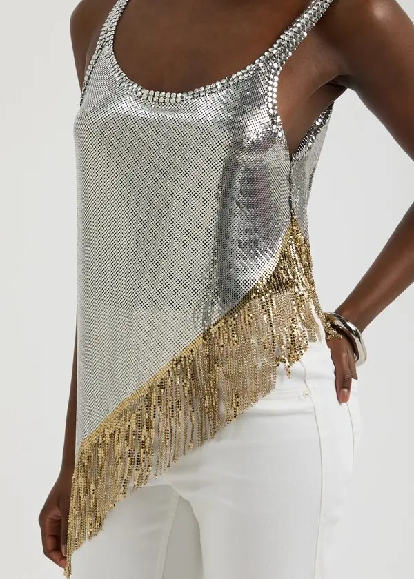 Rabanne Asymmetric Fringed Chainmail Top
