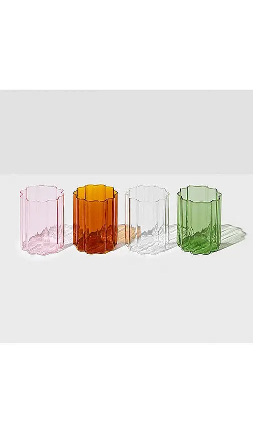 FAZEEK Wave Glass Set Of 4 In Green