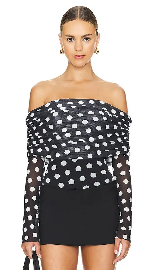 AFRM Floral Off-the-shoulder Bodysuit - Diagonal Dot
