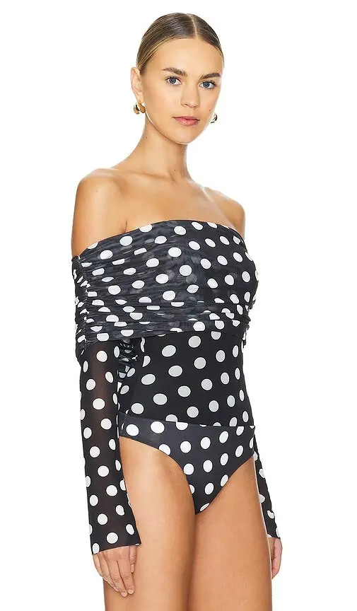 AFRM Floral Off-the-shoulder Bodysuit - Diagonal Dot