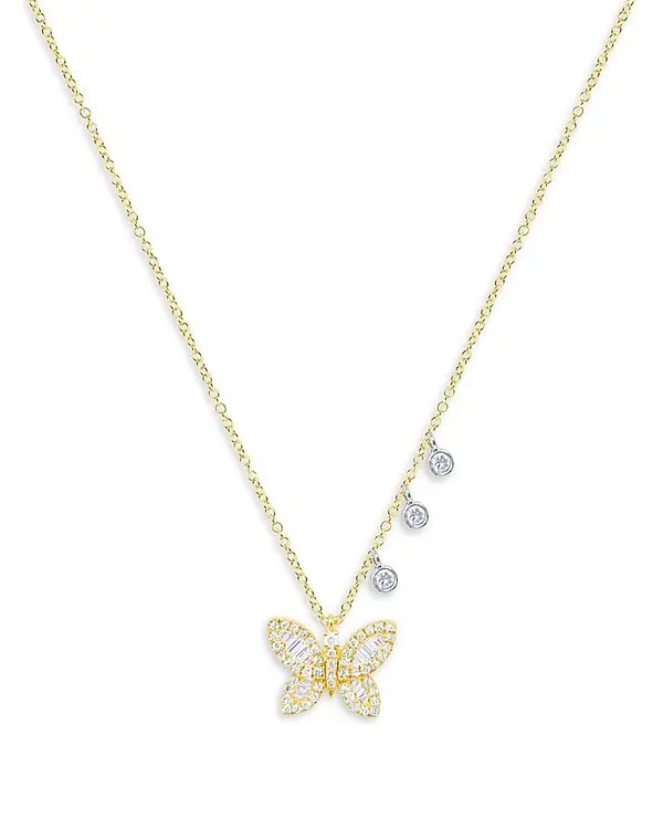 Meira T 14k Yellow Diamond Butterfly Pendant Necklace - Gold