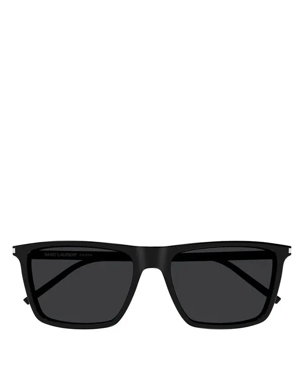 Saint Laurent Thin Squared Sunglasses - Black/gray Solid