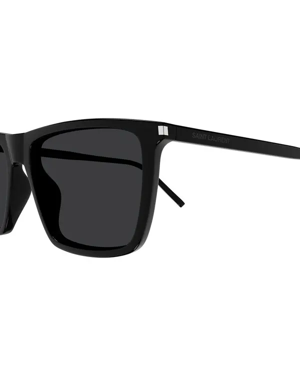 Saint Laurent Thin Squared Sunglasses - Black/gray Solid