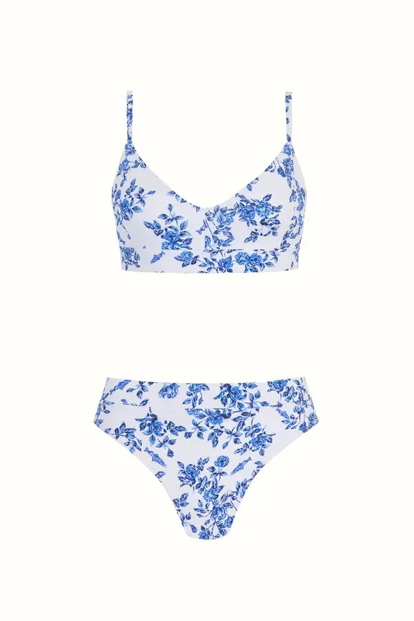 EMILIA WICKSTEAD X Passalacqua Dielle Rose Print Bikini - Blue