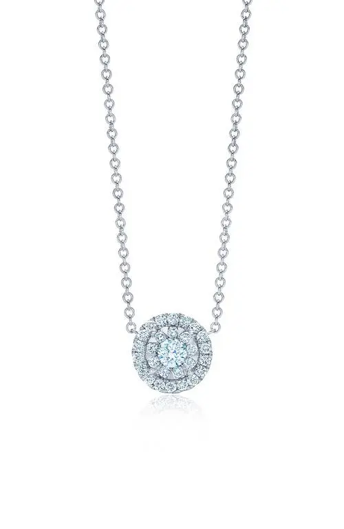 Kwiat Diamond Halo Pendant Necklace - White Gold