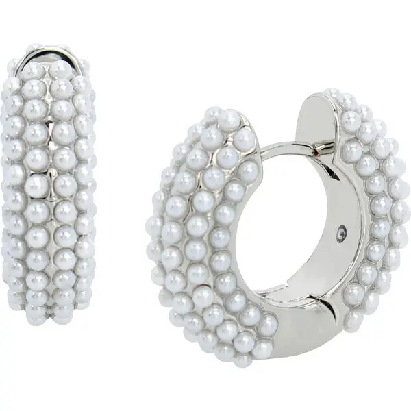ALLSAINTS Imitation Pearl Huggie Hoop Earrings