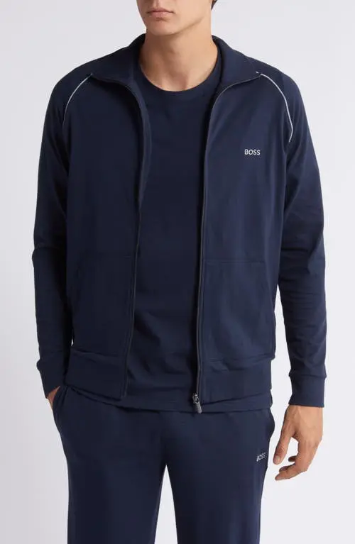 BOSS Cotton-blend Zip-up Jacket - Dk Bu