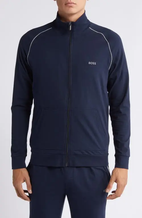 BOSS Cotton-blend Zip-up Jacket - Dk Bu
