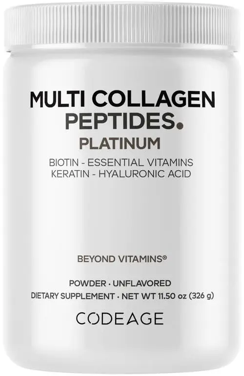 CODEAGE Platinum Multi Collagen Protein + Biotin Powder Supplement - White
