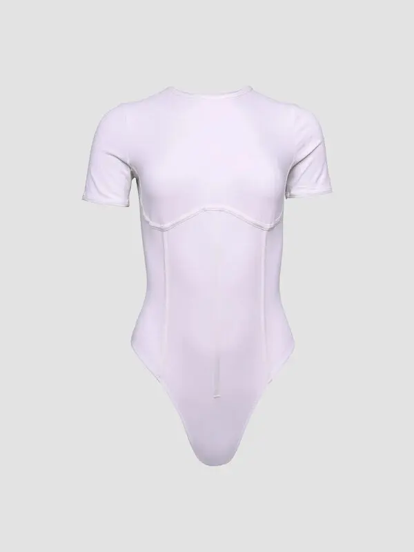 FLEUR DU MAL Stretch Cotton T-shirt Bodysuit - Ivory