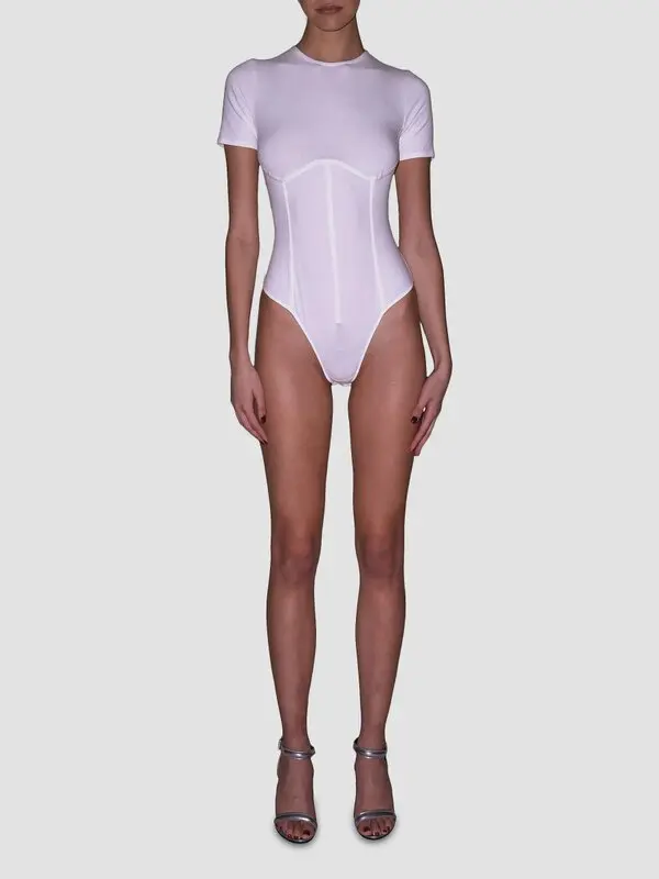 FLEUR DU MAL Stretch Cotton T-shirt Bodysuit - Ivory