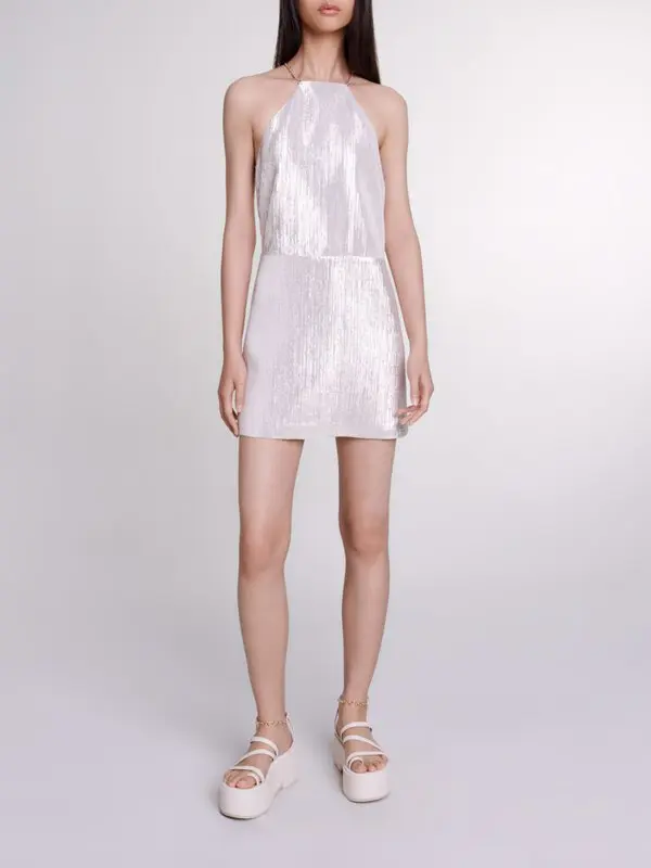 Maje Metallic Halter Neck Dress