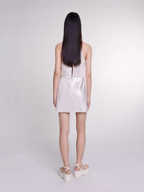 Maje Metallic Halter Neck Dress